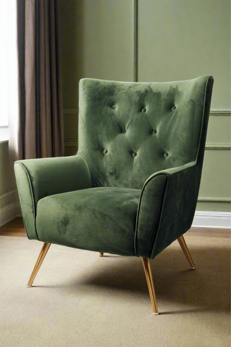 Emerald Green Velvet Armchair – ProppedUpRentals