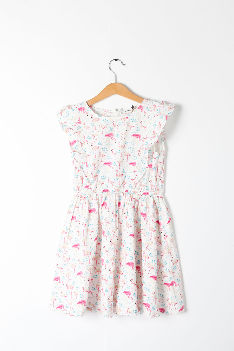 Girls Pink Flamingo Print Dress – ProppedUpRentals