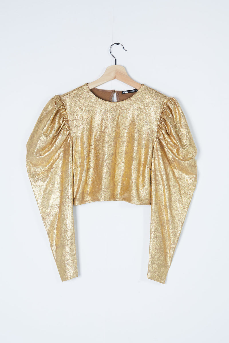 Retro Gold Puff Sleeve Top – ProppedUpRentals