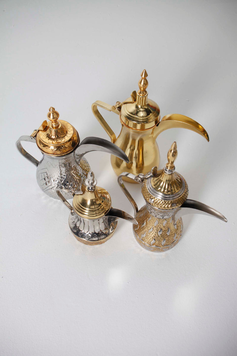 Silver and Gold Arabic Coffee Pot - Dallah – ProppedUpRentals