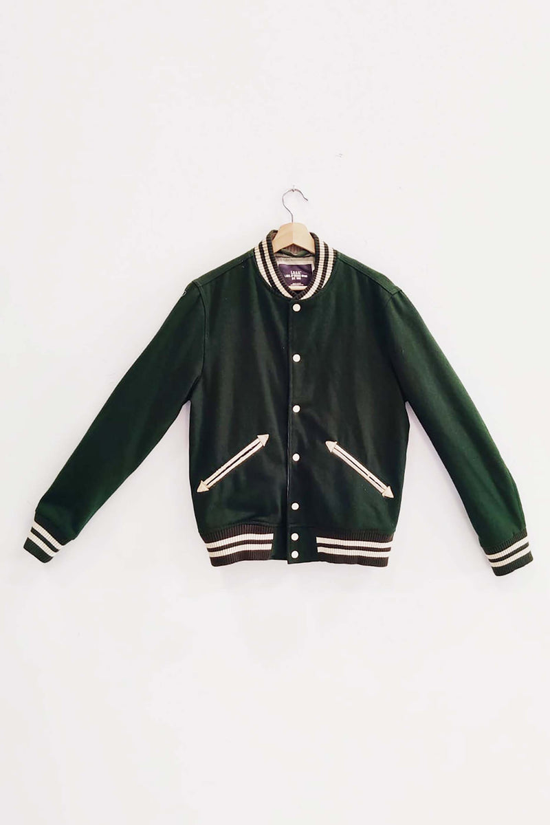 Green and White Varsity Jacket – ProppedUpRentals